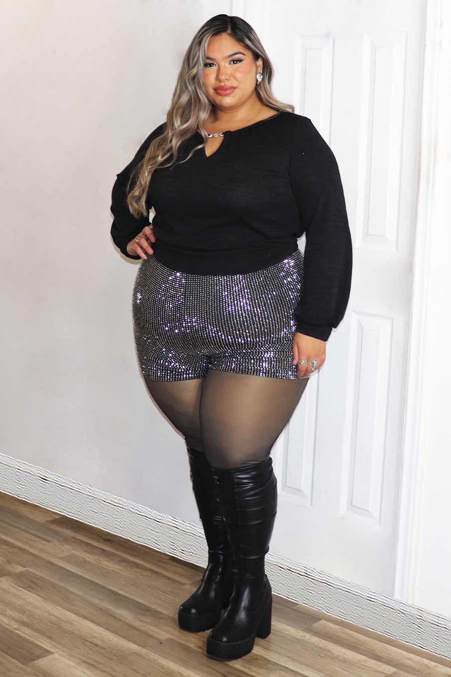 Azalea Rhinestone Short Divas Plus Boutique