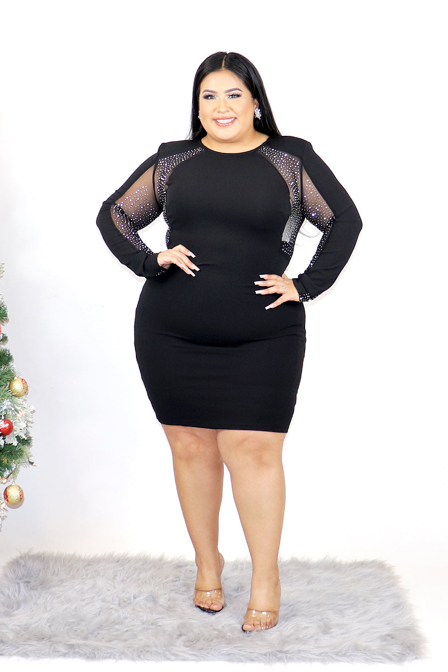 Elsa Rhinestone Mesh Panel Led Dress Divas Plus